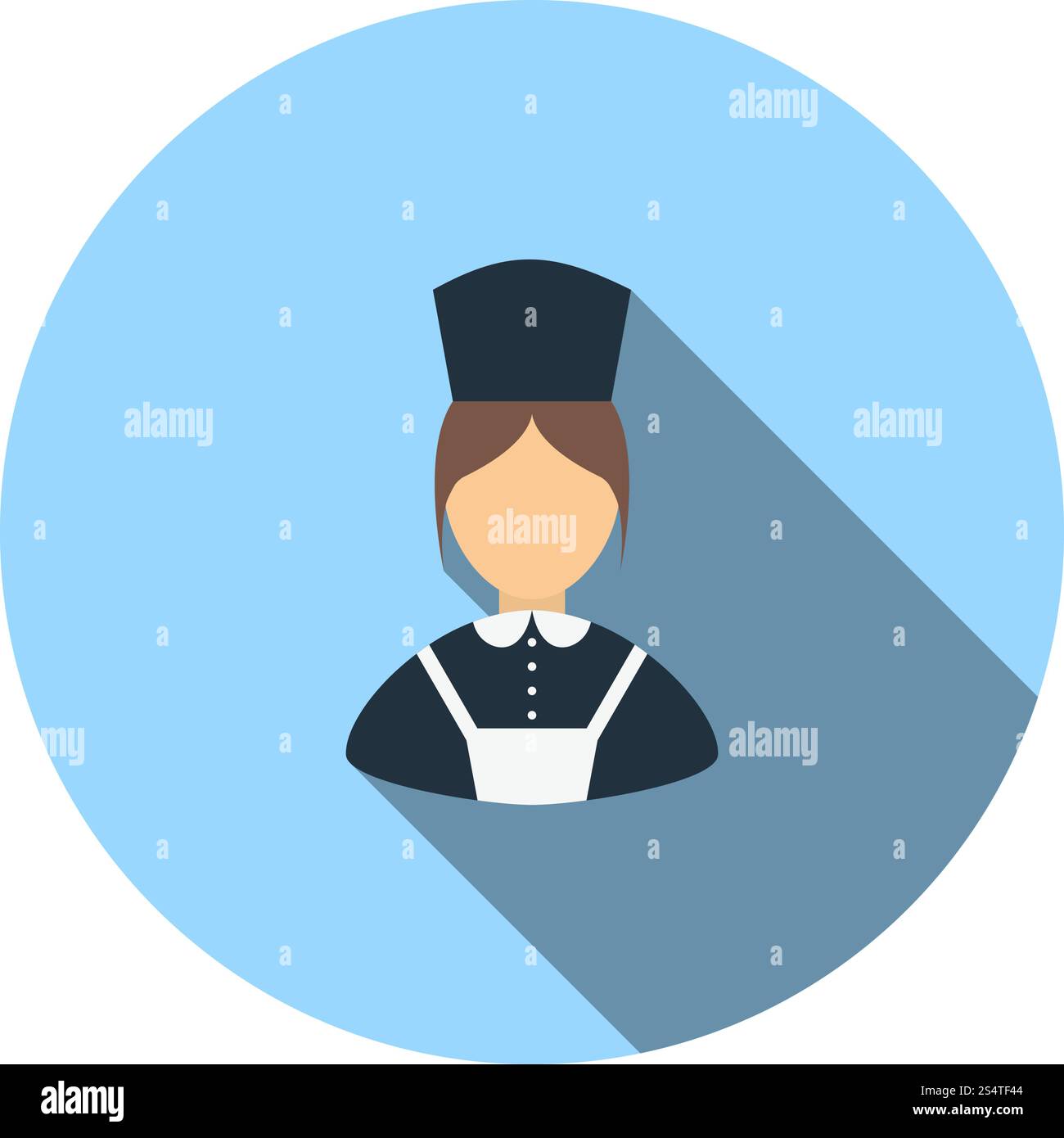Hotel Maid Icon. Flat Circle Stencil Design With Long Shadow. Vector ...