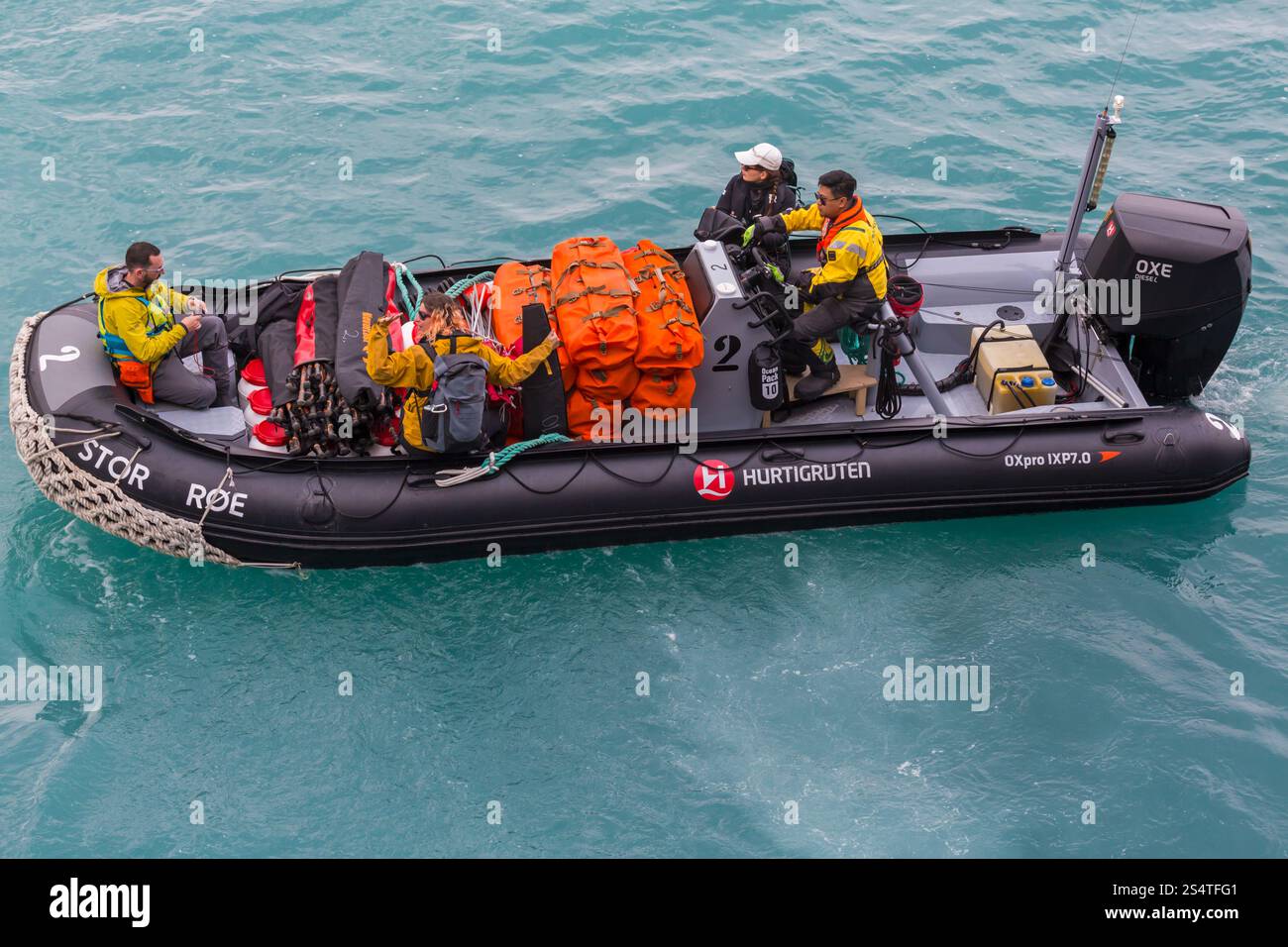 Hurtigruten Zodiac carrying supplies for Expedition Team from ship to ...