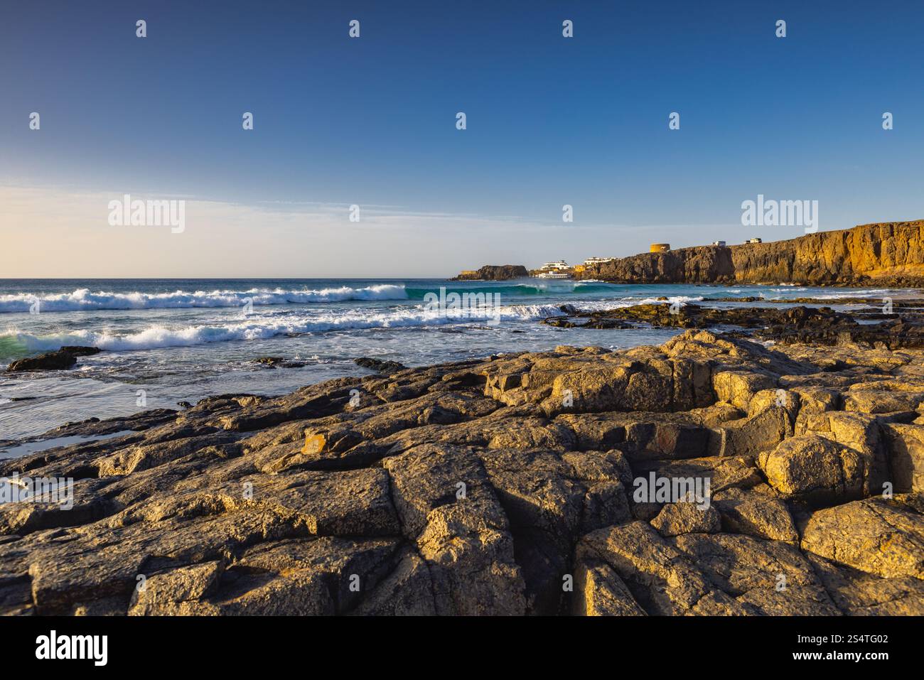 El Cotillo beach, Fuerteventura. It's a popular spot for surfers and ...
