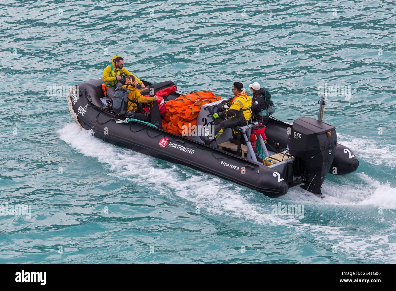 Hurtigruten Zodiac carrying supplies for Expedition Team from ship to ...