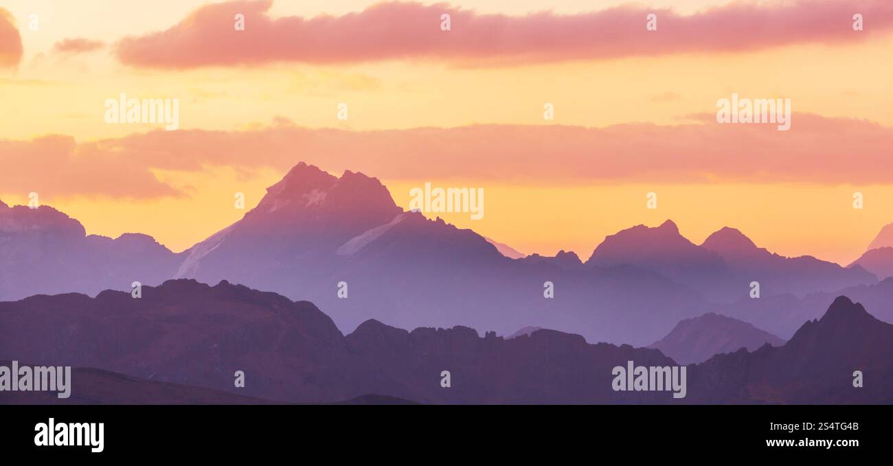 Scenic Sunset in the mountains. Beautiful natural background ...