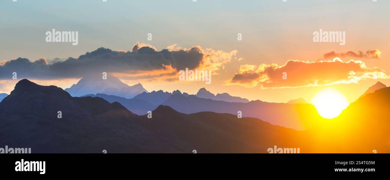 Scenic Sunset in the mountains. Beautiful natural background ...