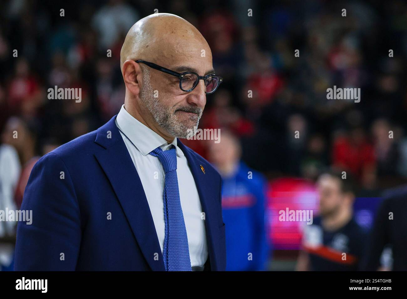 Varese, Italien. 12th Jan, 2025. Francesco Vitucci Head Coach of Nutribullet Treviso Basket seen ...