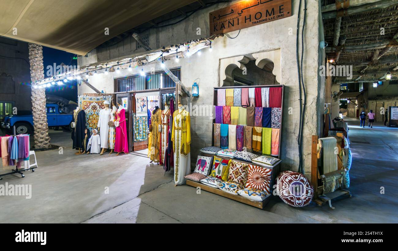 The traditional Arab style bazaar at Dubai Old Souq, DUBAI United Arab ...