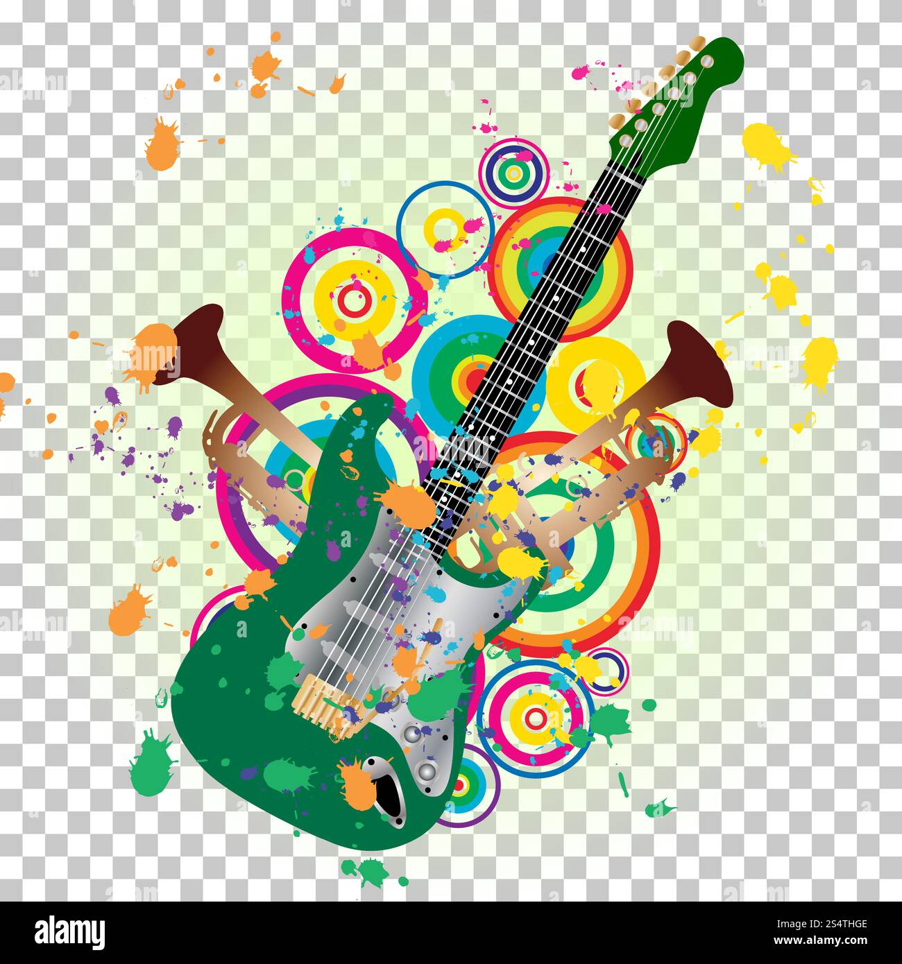 Grunge music background with transparency grid on back. Vector ...