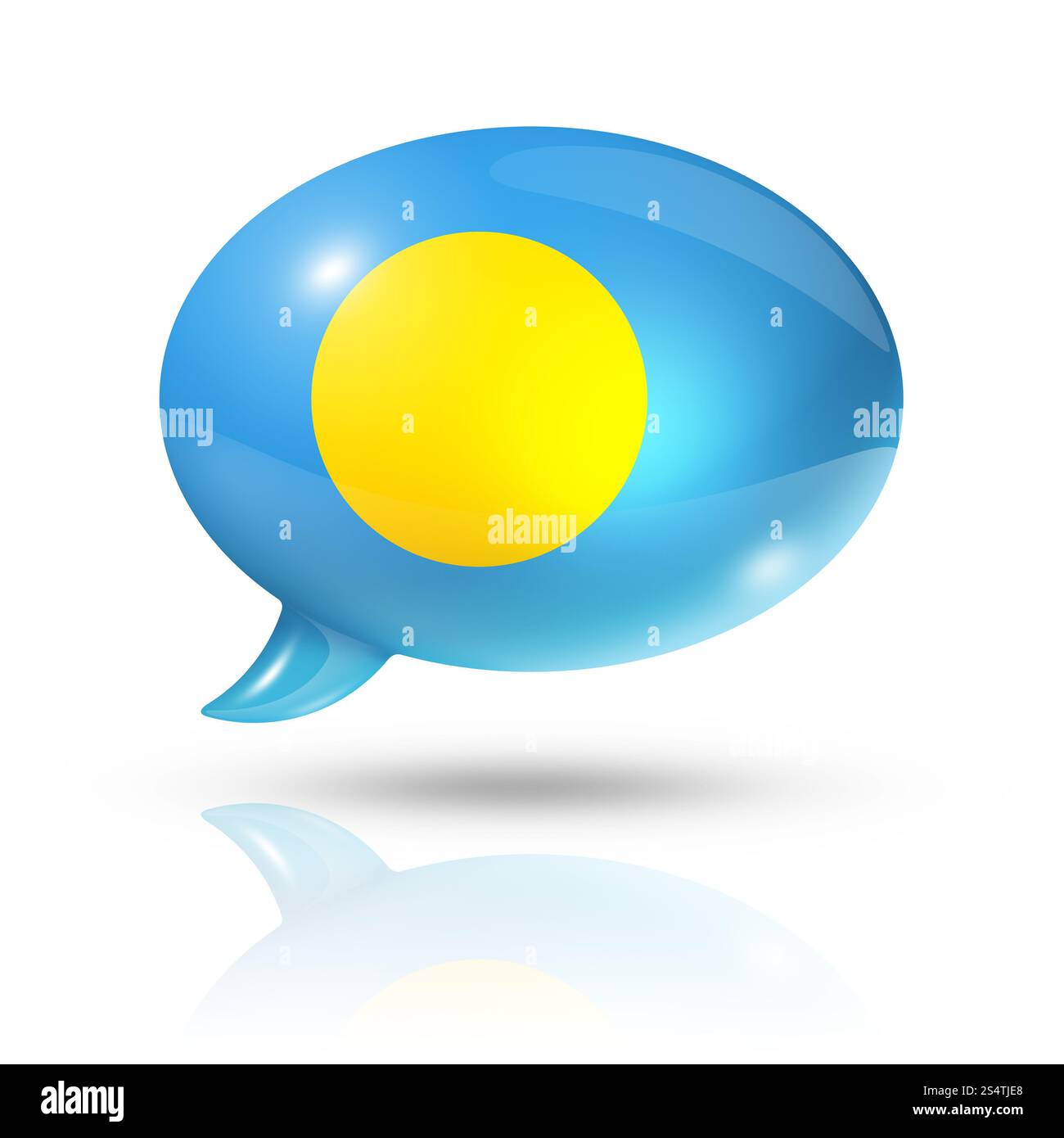 three dimensional Palau flag in a speech bubble isolated on white with clipping path Stock Photo ...