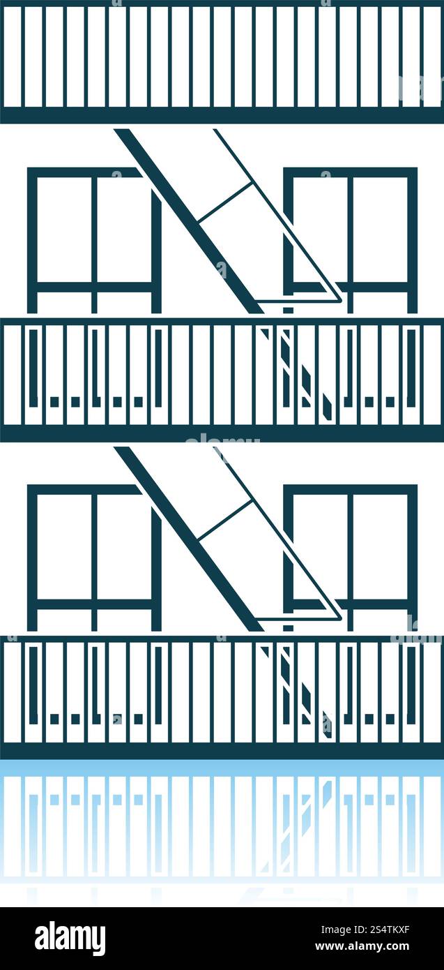 Emergency Fire Ladder Icon. Shadow Reflection Design. Vector ...