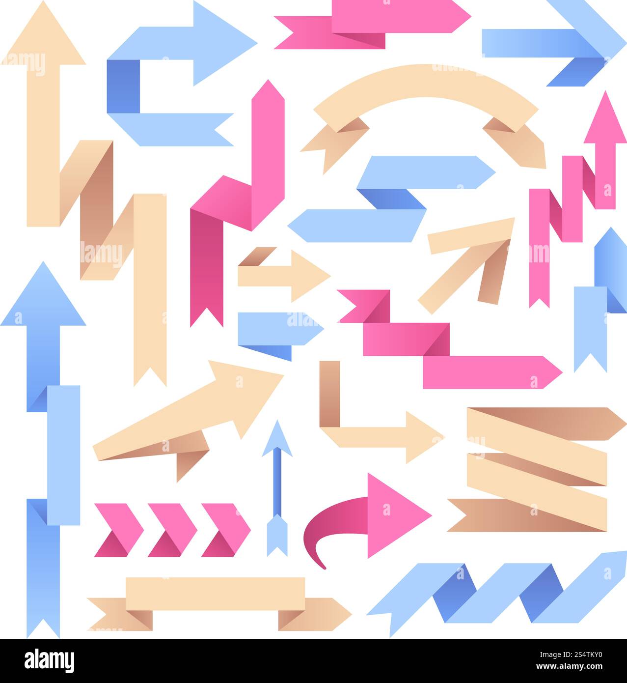 Arrow paper ribbons. Retro origami arrows. Color arrowheads infographic ...