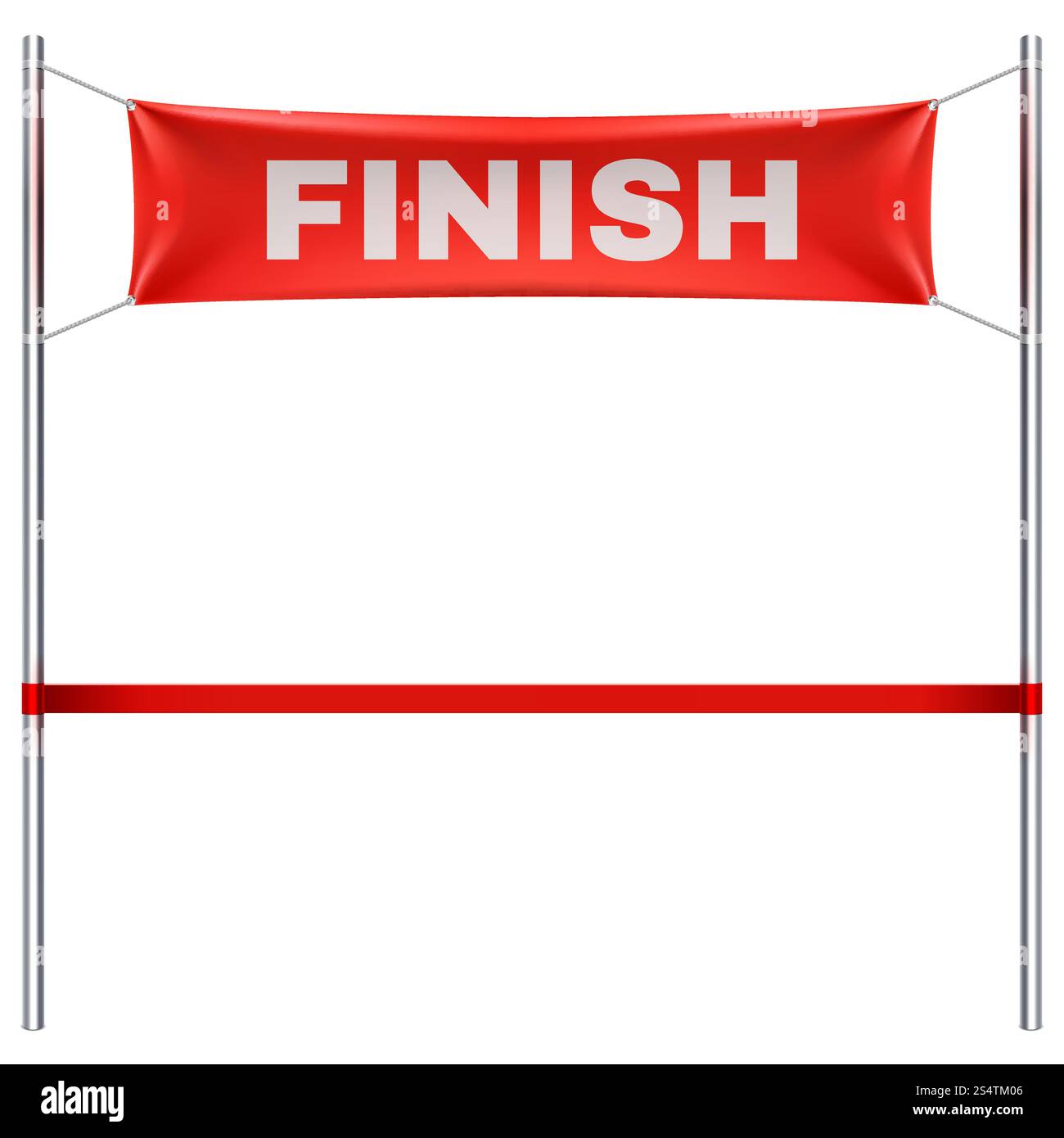Finish line with red textile banner and ribbon vector illustration ...