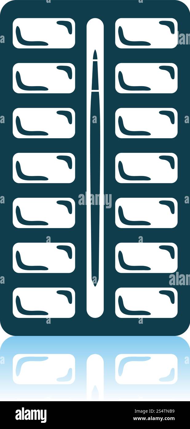 Watercolor Paint-box Icon. Shadow Reflection Design. Vector ...