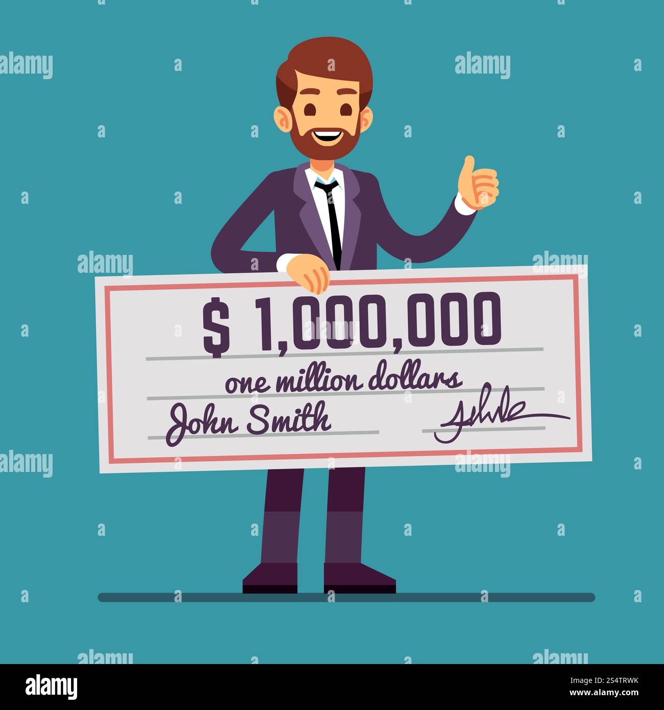 Young happy man holding money prize check for one million dollars. Cash ...