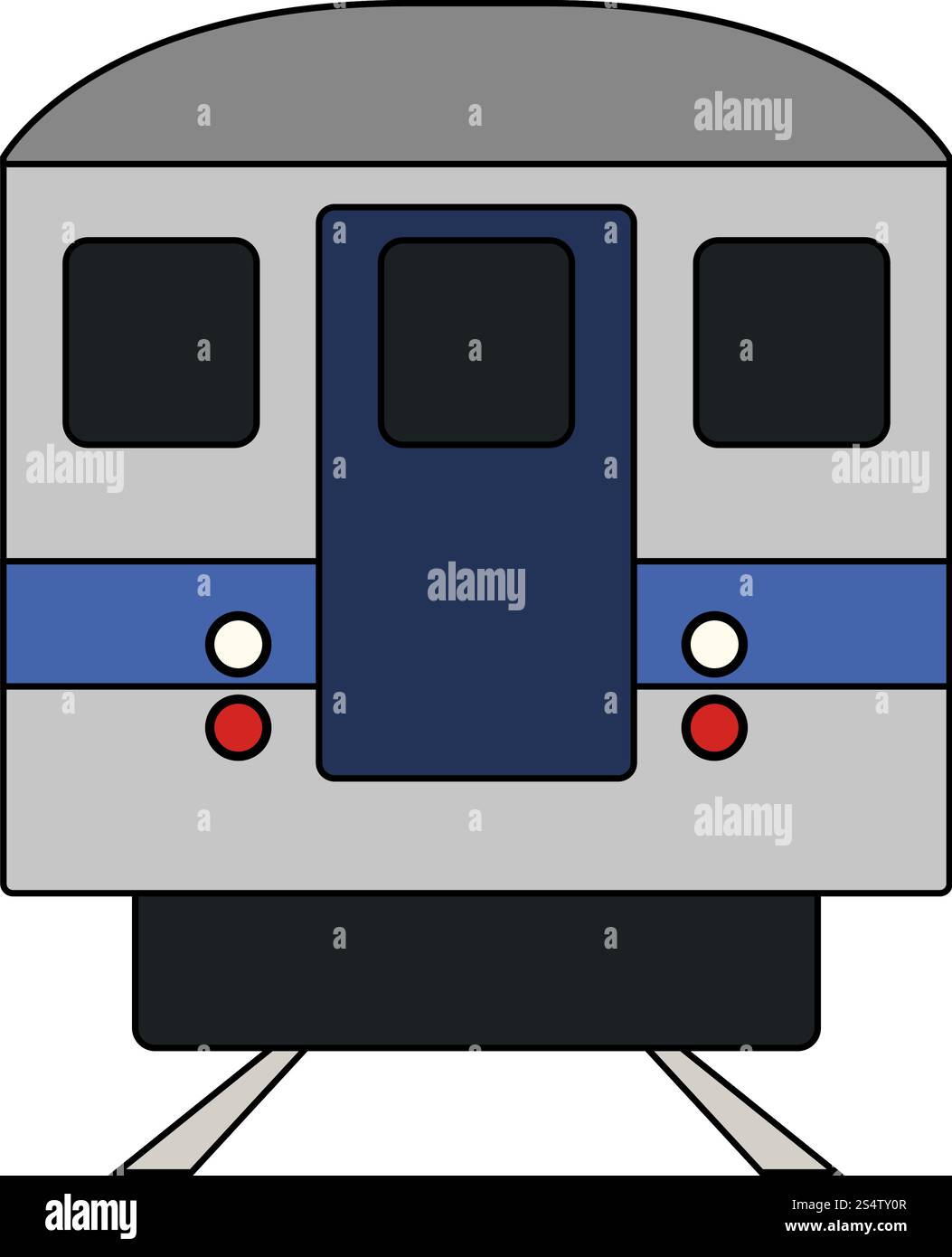 Subway Train Icon. Outline With Color Fill Design. Vector Illustration ...