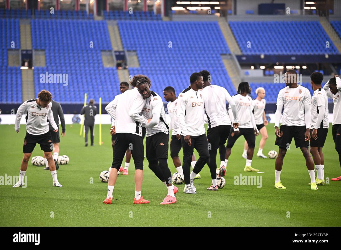 during Paris Saint Germain and Monaco training session at Stadium 974 ...