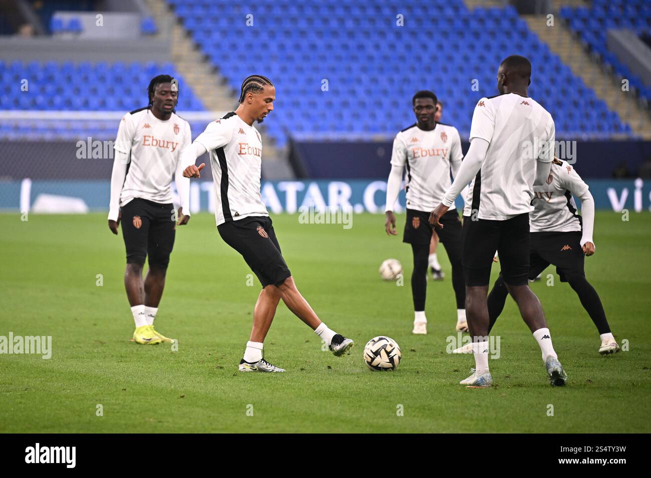 during Paris Saint Germain and Monaco training session at Stadium 974 ...
