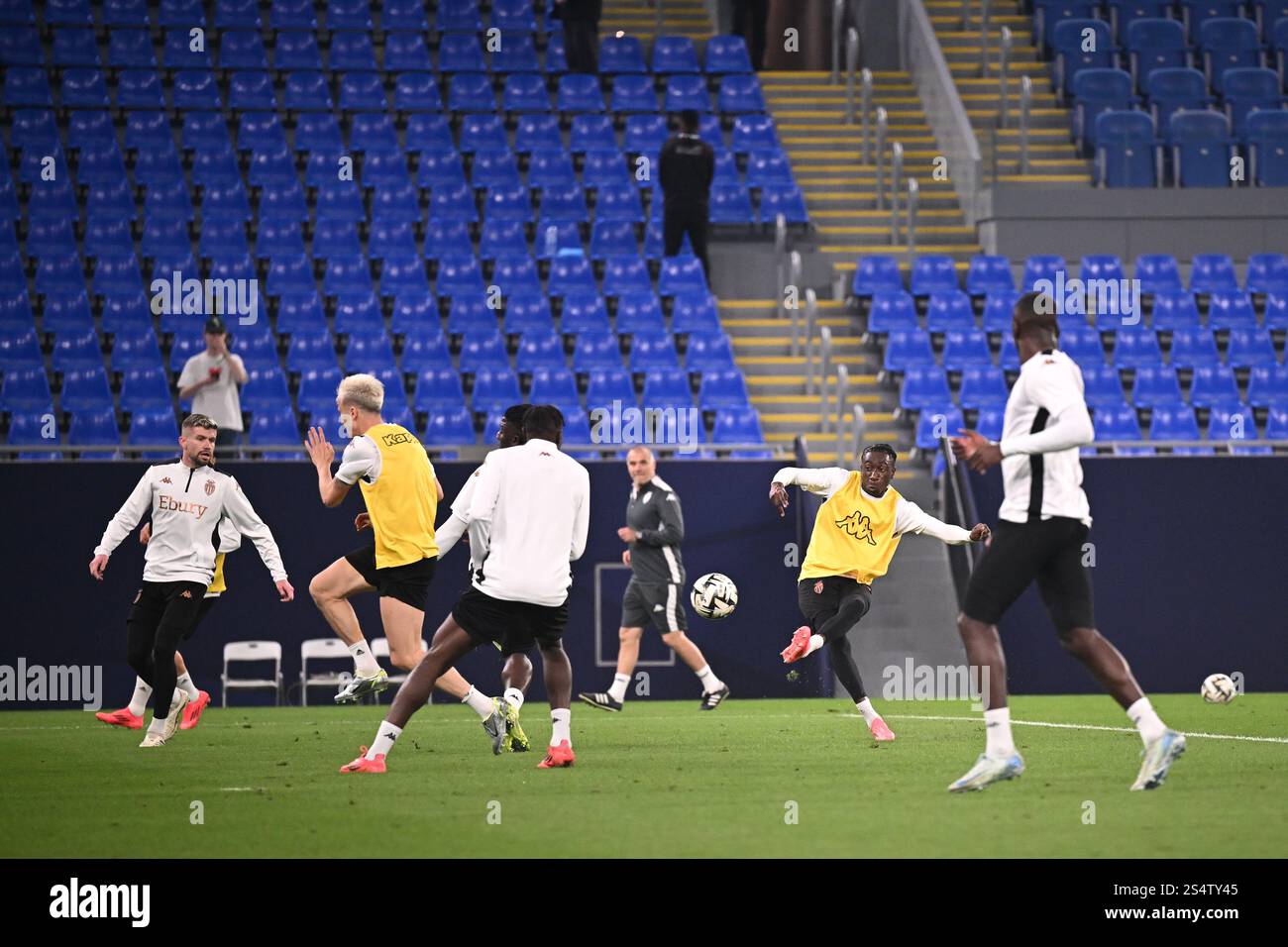 during Paris Saint Germain and Monaco training session at Stadium 974 ...