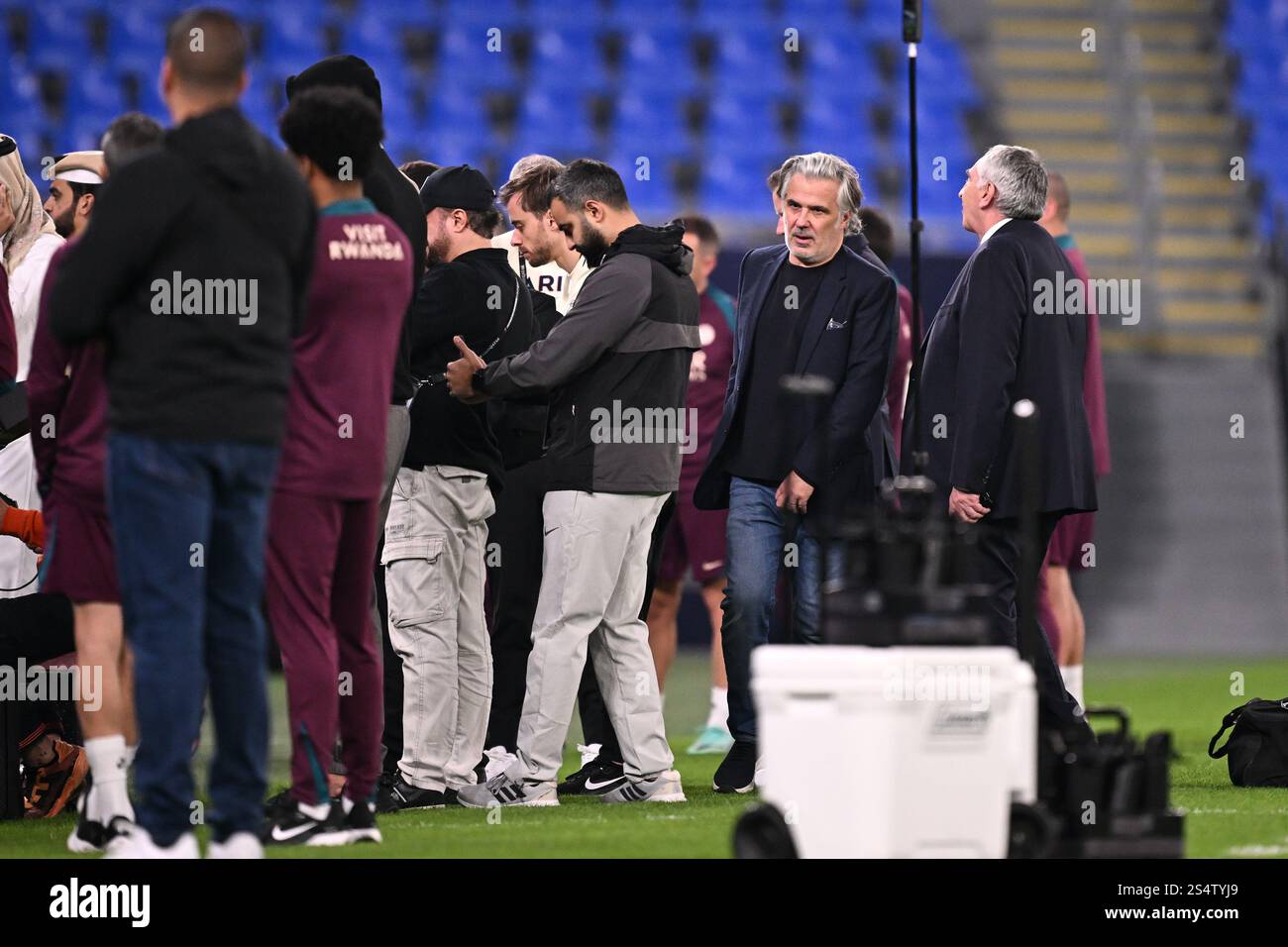 during Paris Saint Germain and Monaco training session at Stadium 974 ...