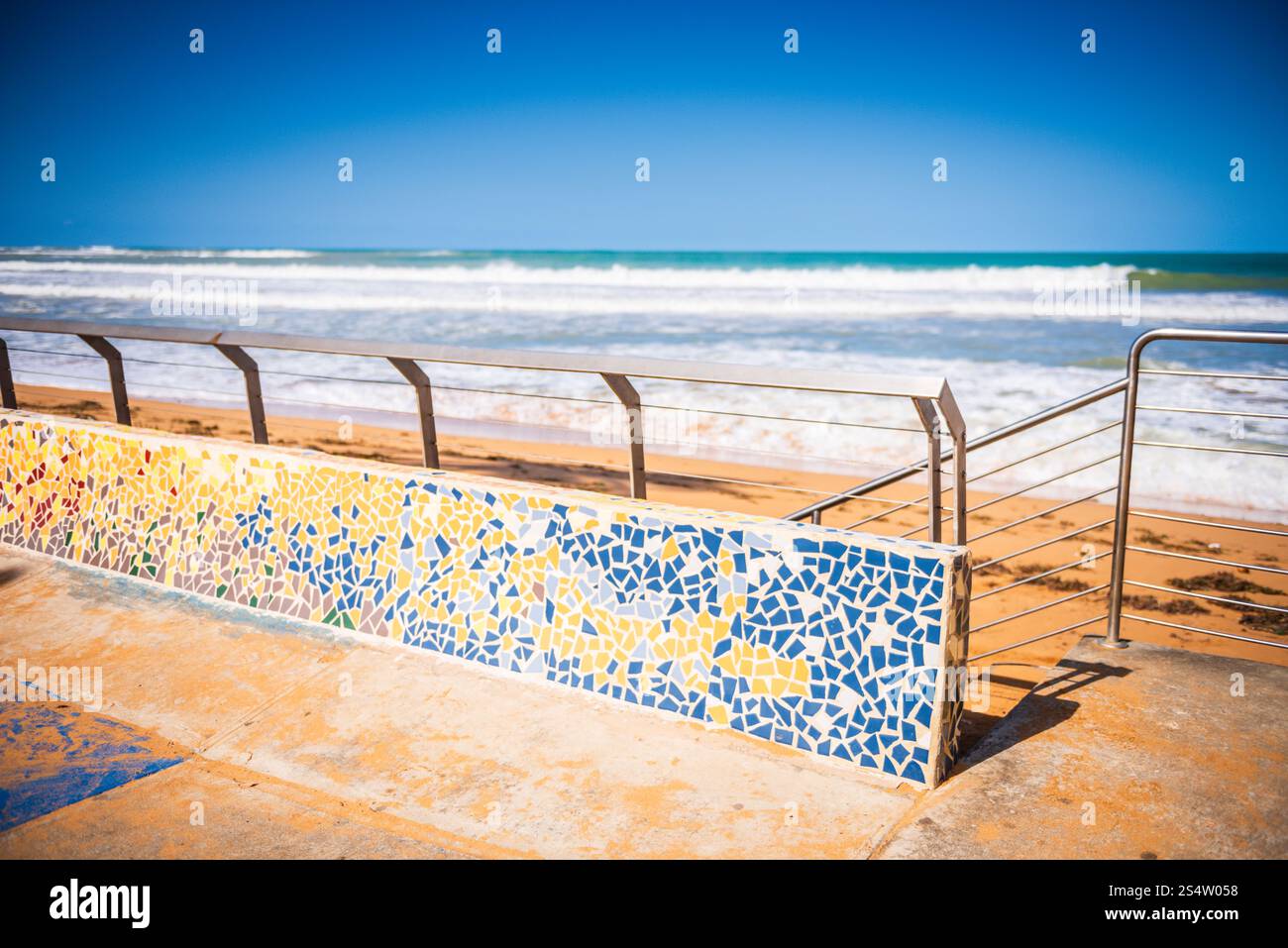Rio Grande, Puerto Rico - March 6, 2018: A beautiful mosaic wall frames ...