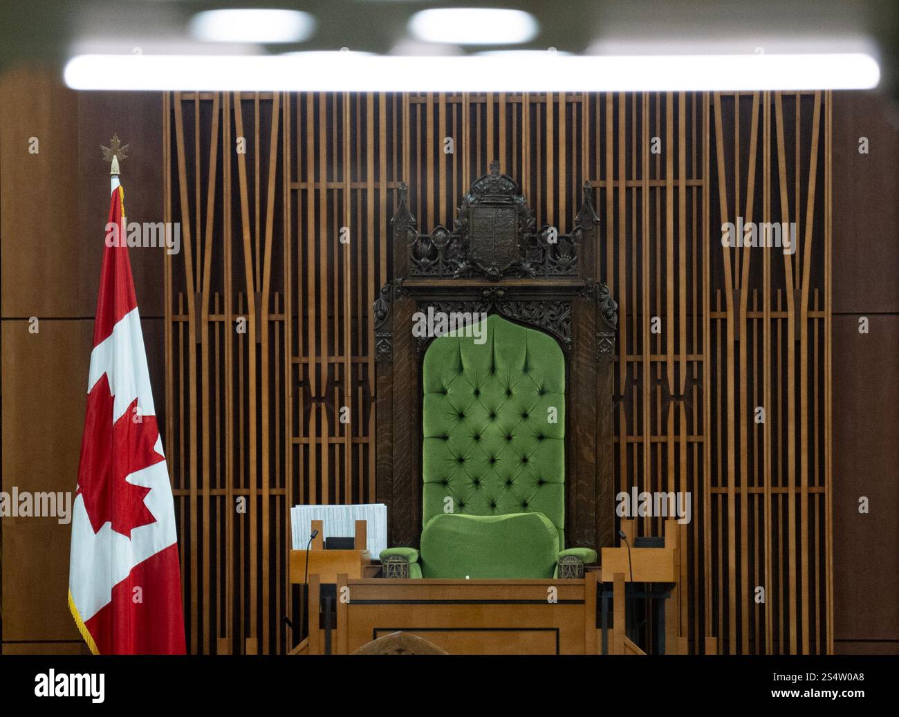 Ottawa, Canada. 13th Jan, 2025. An empty Speaker's chair is seen in the ...