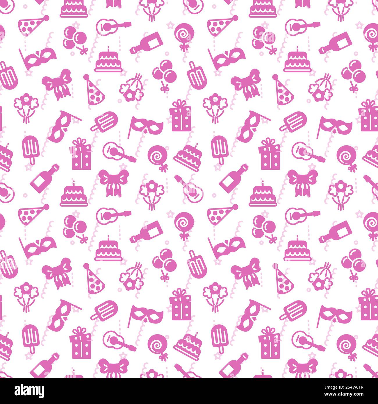 Cute pink party, event, birthday seamless pattern design. Vector ...