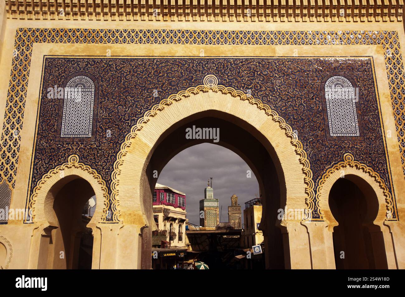 The blue Gate at the Bab Bou Jeloud in the old City in the historical ...