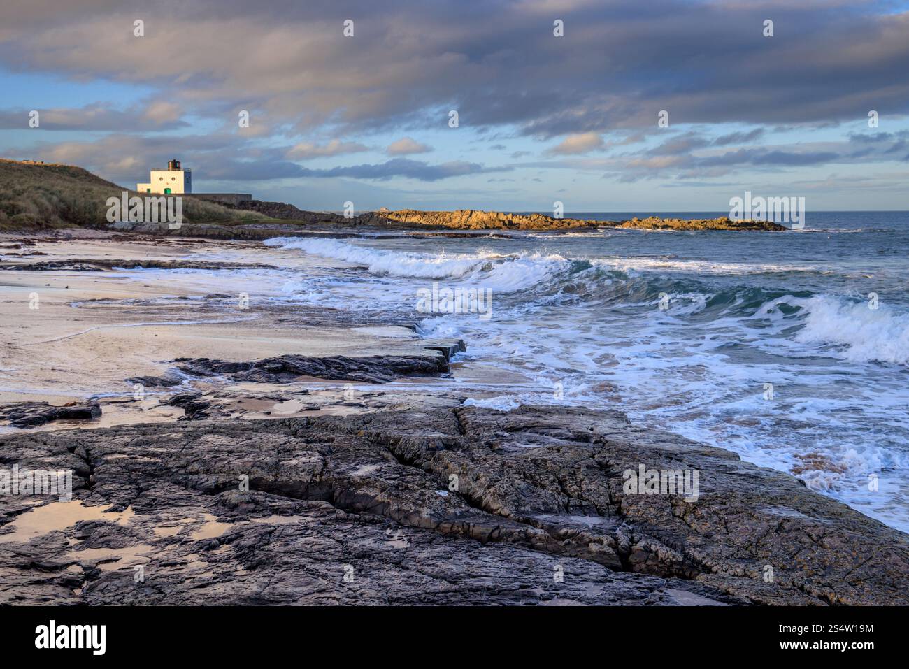 Blackrocks Point Lighthouse at Harkess Rocks near Bamburgh beach ...