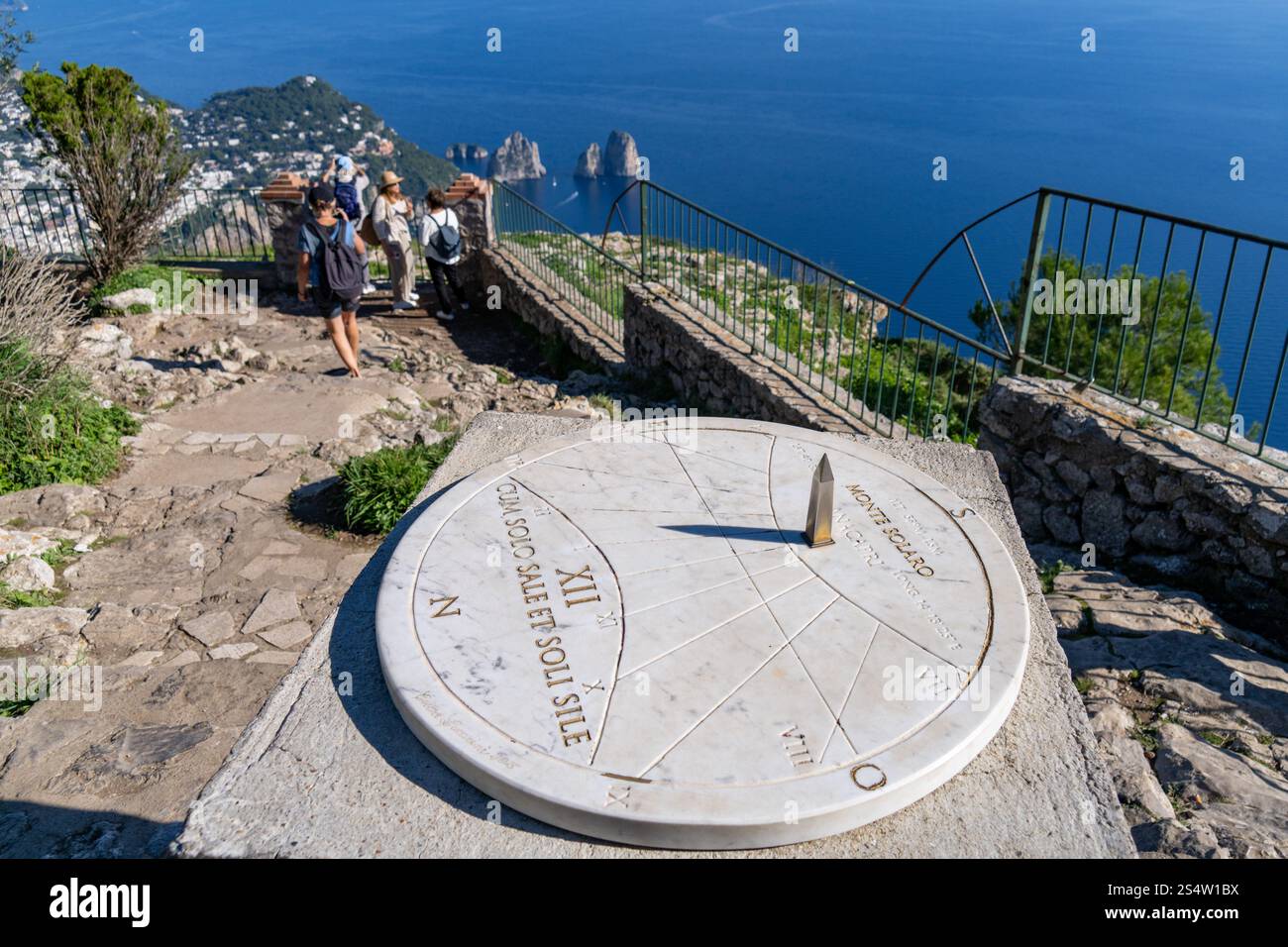 A sundial at the overlook on Monte Solaro on the island of Capri, Italy ...