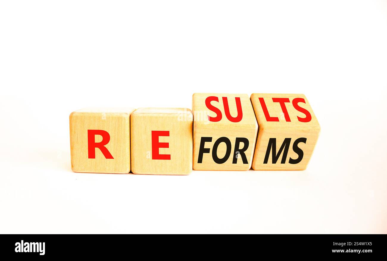 Reform and result symbol. Concept words Reforms Results on beautiful ...