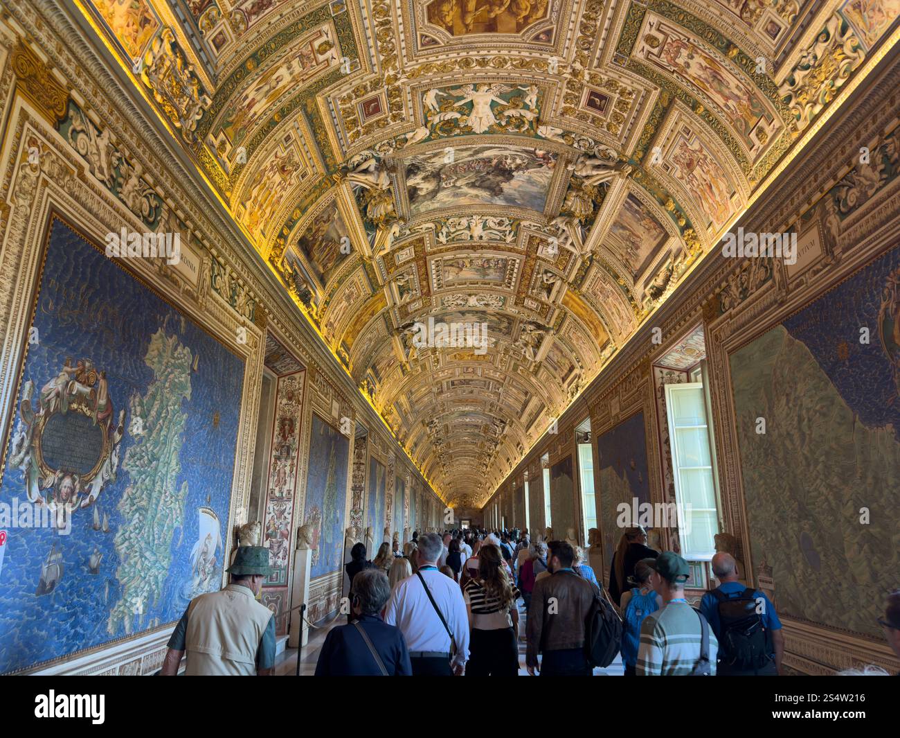 Tourists in the Gallery of Maps in the Vatican Museums, Vatican City, Rome, Italy Stock Photo ...