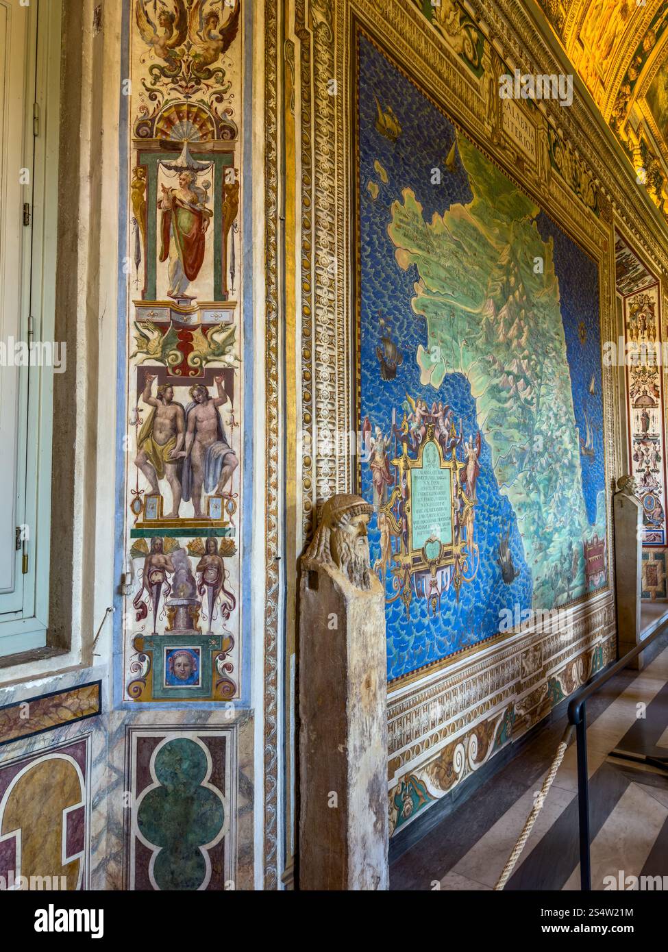 Frescos and antique maps in the Gallery of Maps in the Vatican Museums, Vatican City, Rome ...