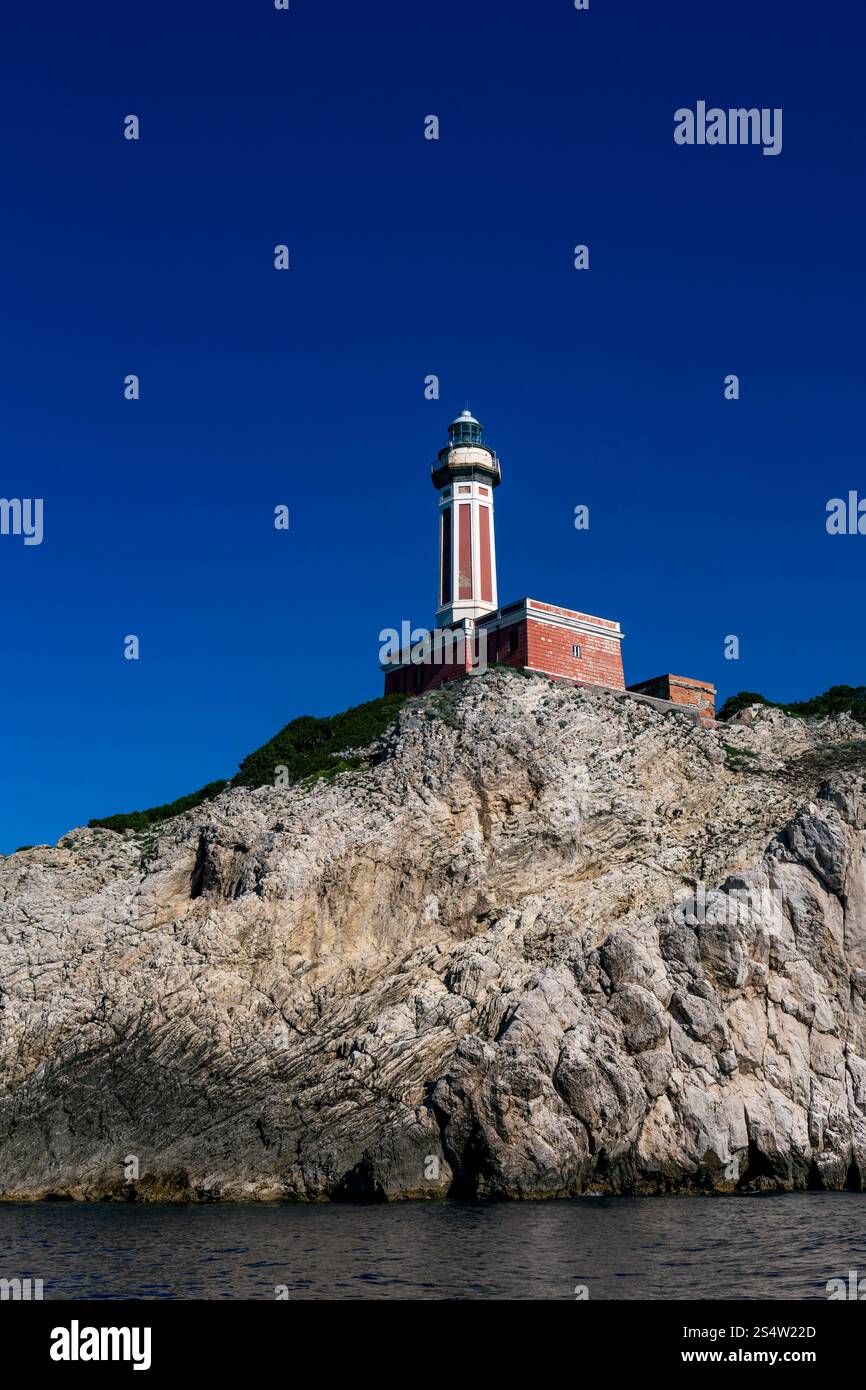 The Punta Carena lighthouse on the southwest tip of the island of Capri ...