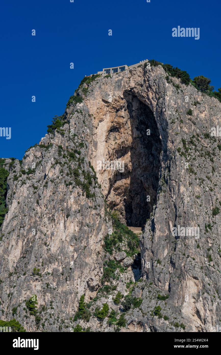 The huge Grotto Castiglione in the limestone cliffs of Capri, Italy ...