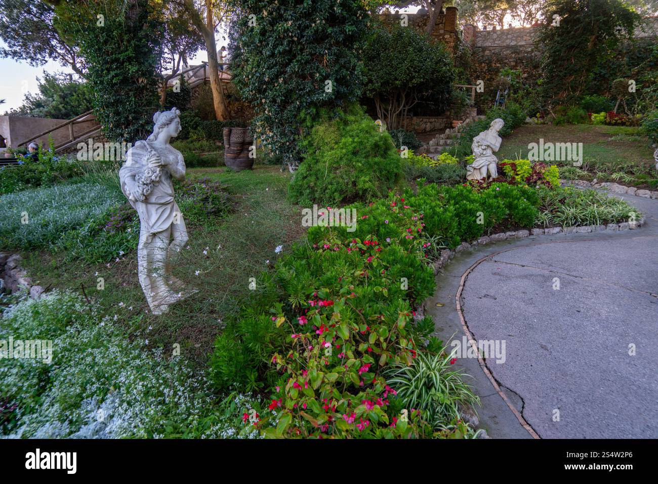 Statues in the Gardens of Augustus, a botanical garden on the island of ...