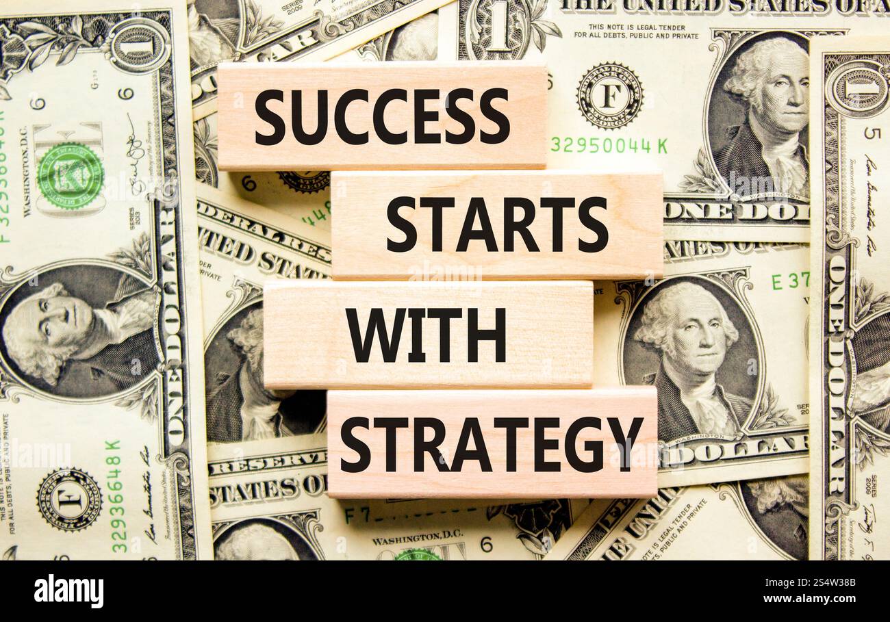 Success starts with strategy symbol. Concept words Success starts with ...