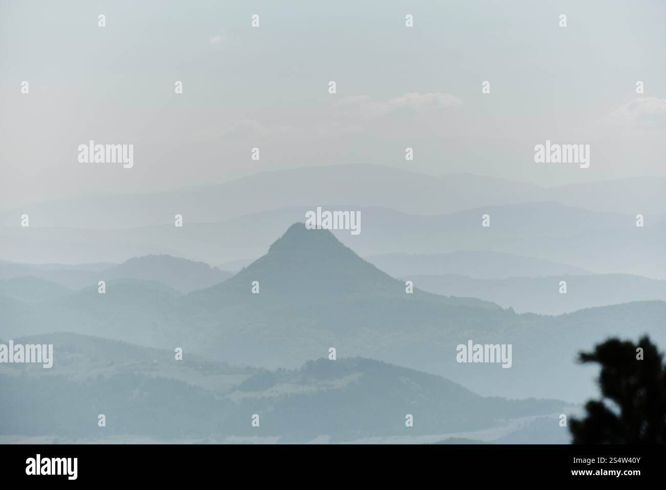 Blue mountains range and hills. Beautiful minimalistic landscape for ...