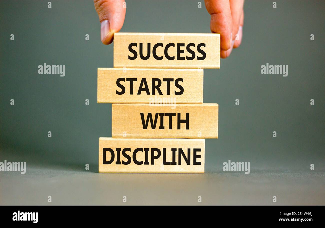Success starts with discipline symbol. Concept words Success starts with discipline on beautiful ...