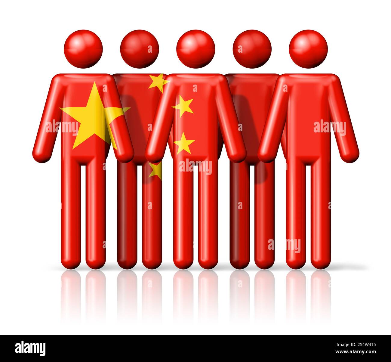 Flag of China on stick figure - national and social community symbol 3D ...
