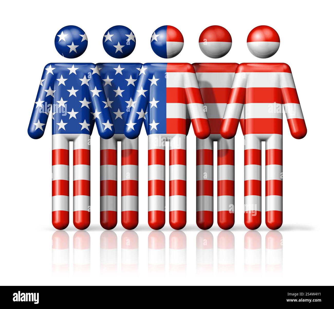 Flag of USA on stick figure - national and social community symbol 3D ...