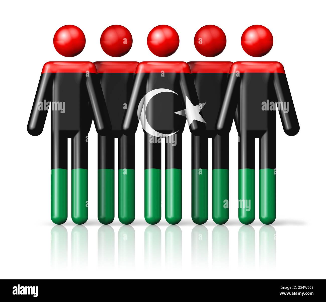 Flag of Libya on stick figure - national and social community symbol 3D ...