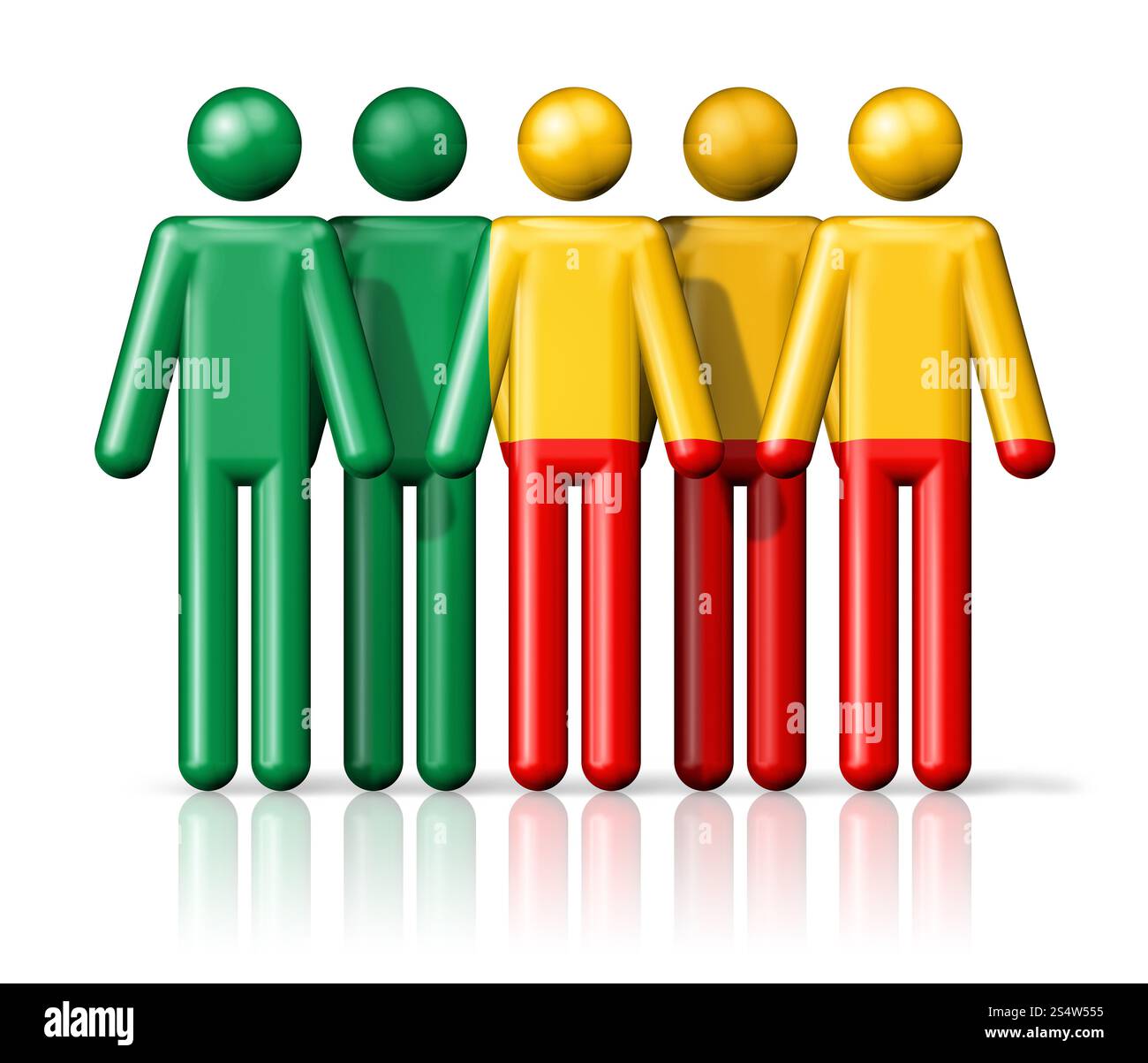 Flag of Benin on stick figure - national and social community symbol 3D ...