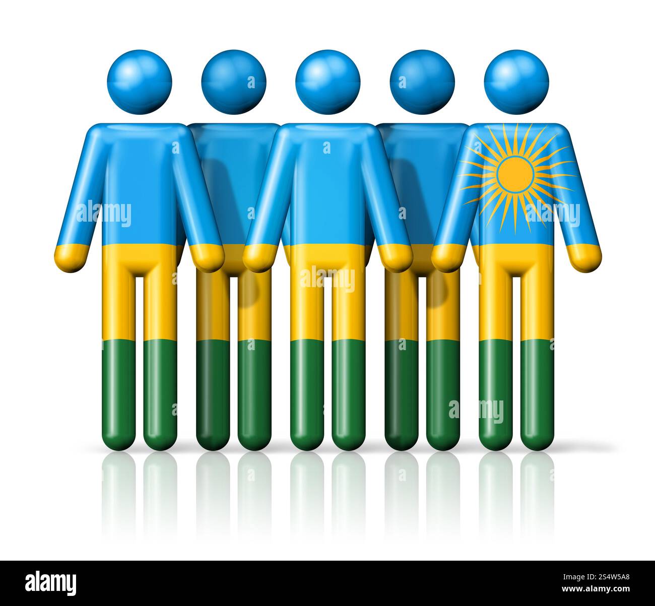 Flag of Rwanda on stick figure - national and social community symbol ...