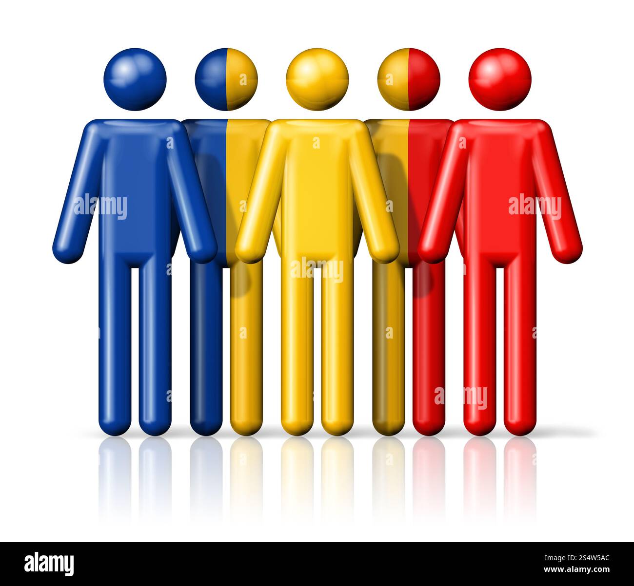 Flag of Chad on stick figure - national and social community symbol 3D ...