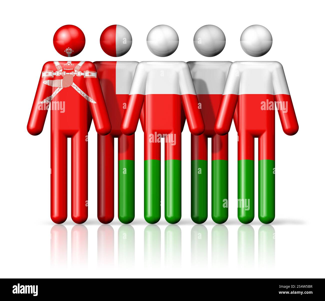 Flag of Oman on stick figure - national and social community symbol 3D ...