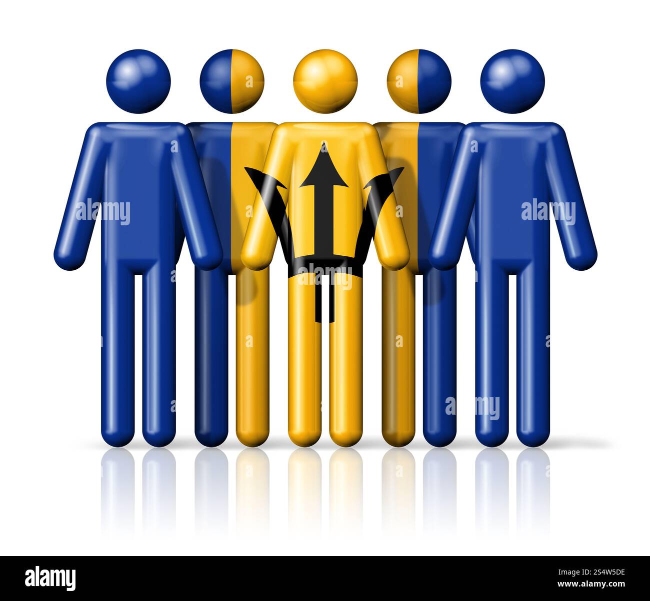 Flag of Barbados on stick figure - national and social community symbol ...
