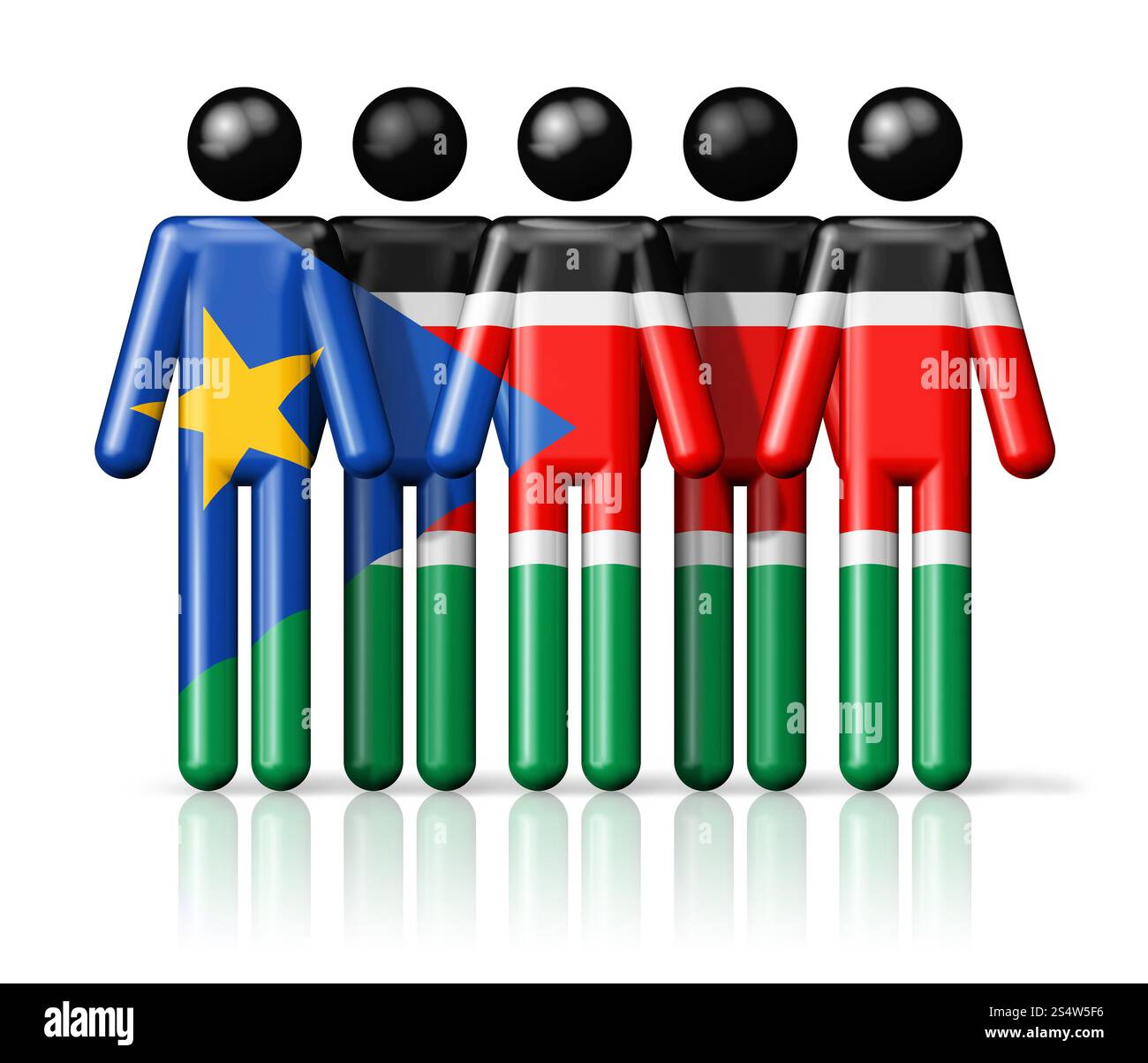 Flag of South Sudan on stick figure - national and social community ...