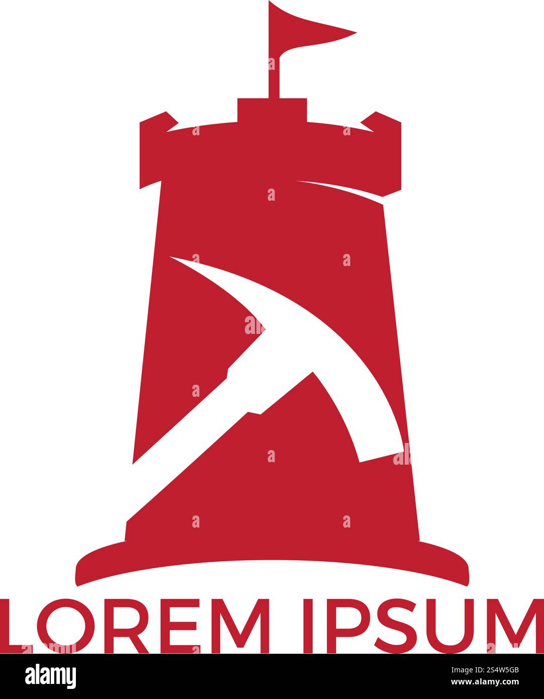 Pickaxe and Fort Logo Design. Pickaxe and Castle Logo Design Template ...
