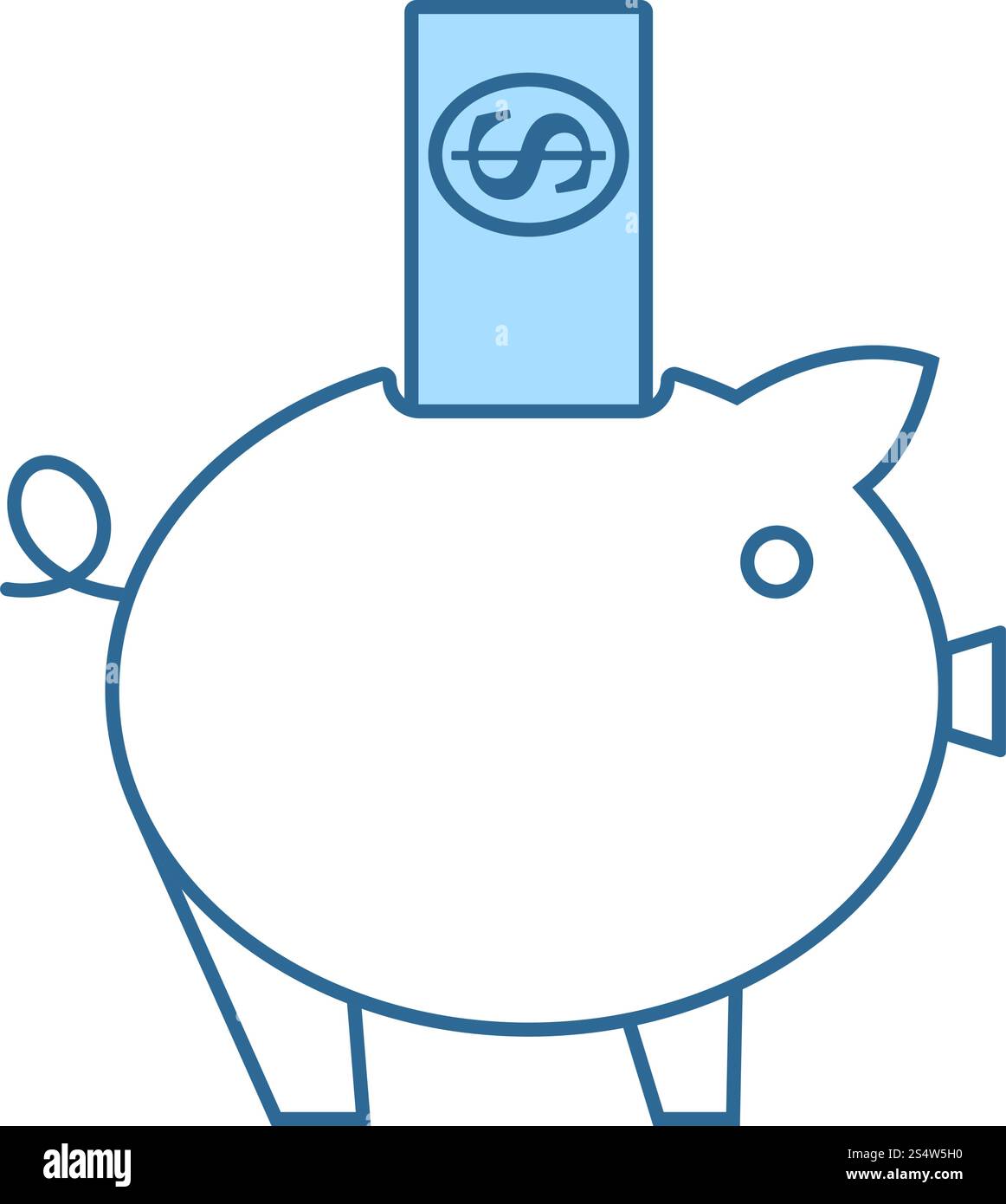 Piggy Bank Icon. Thin Line With Blue Fill Design. Vector Illustration ...