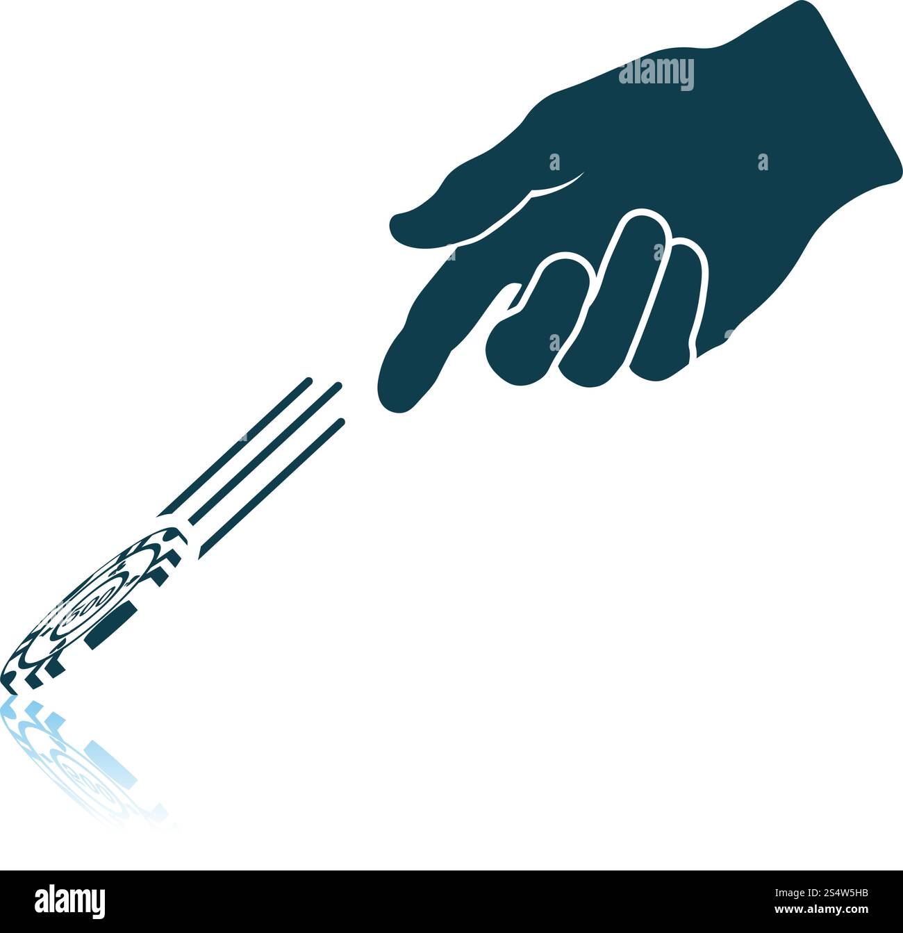 Hand Throwing Gamble Chips Icon. Shadow Reflection Design. Vector ...
