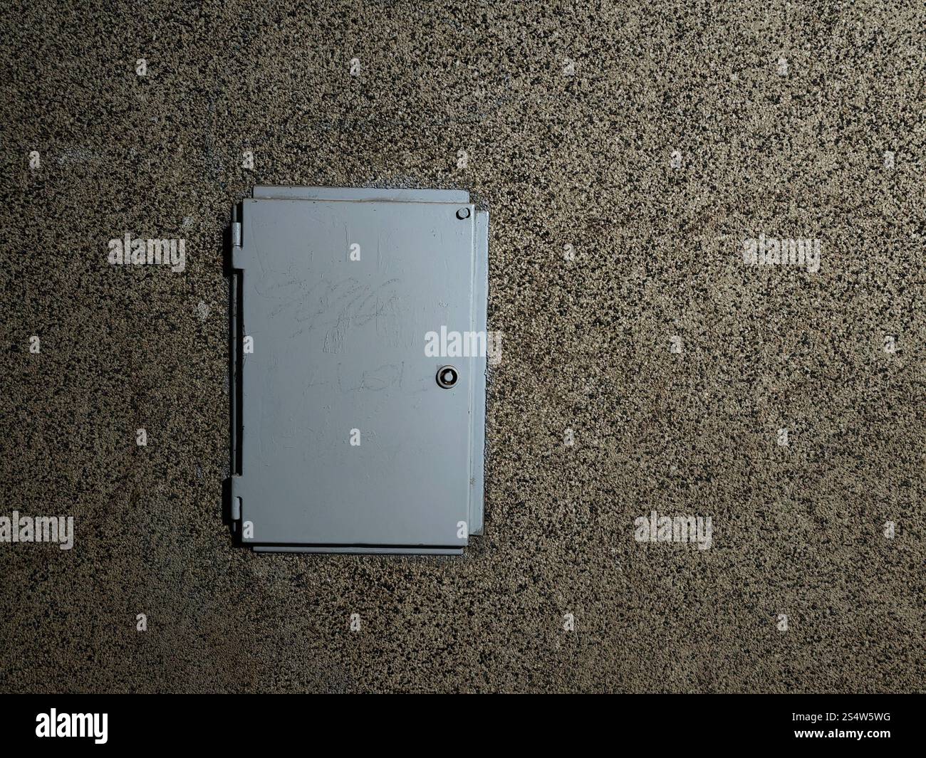 Silver Gray Metal Fuse Box Cover Against Granite Wall Stock Photo - Alamy