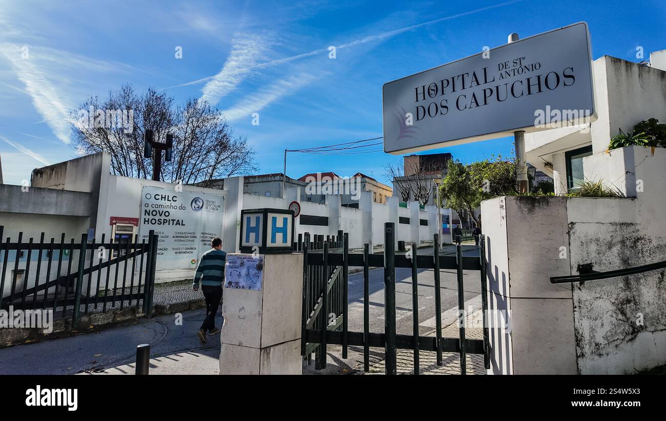 The entrance to Hospital dos Capuchos in Lisbon, a significant ...
