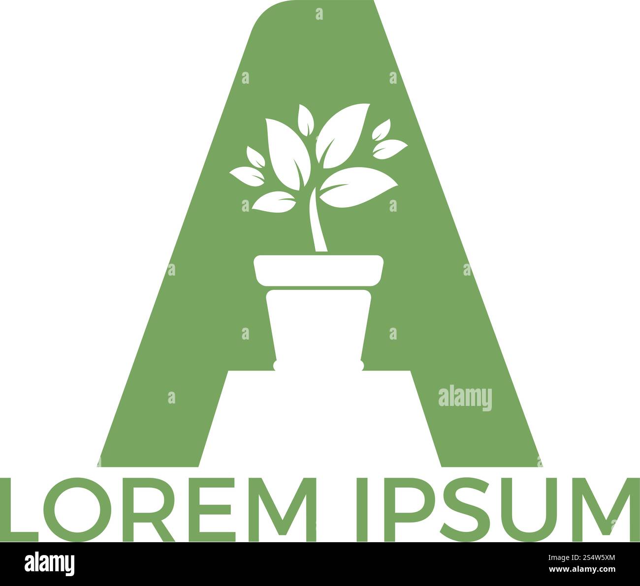 Flower pot and alphabet A logo design. Plant alphabet A and flowerpot ...